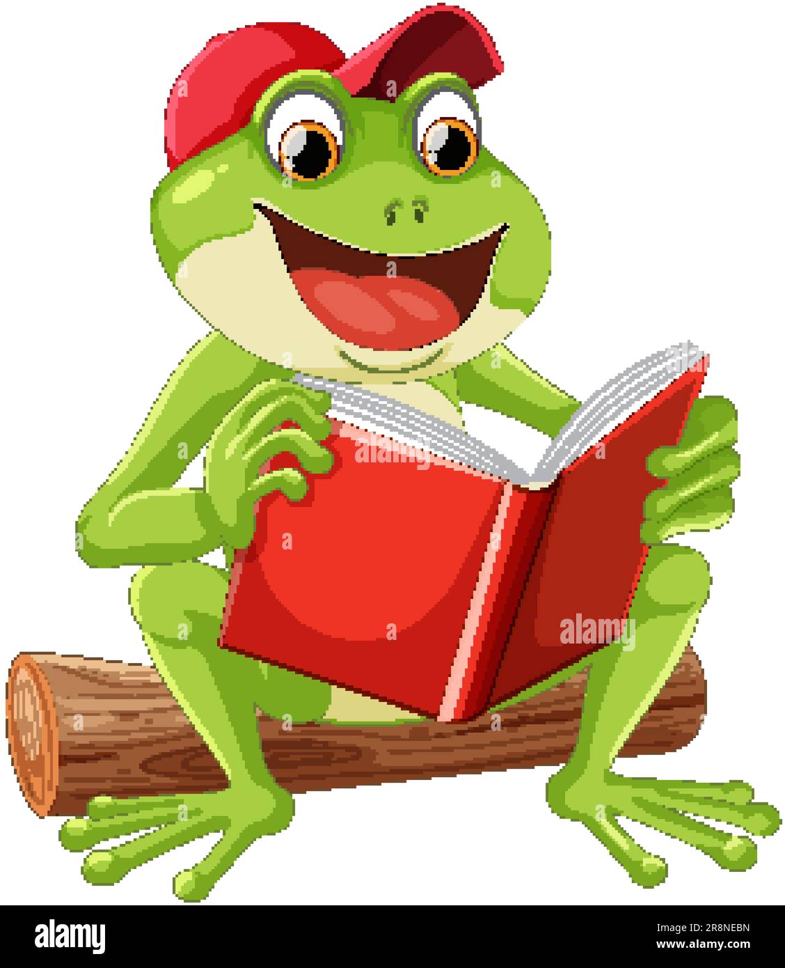 Green happy frog reading a book illustration Stock Vector Image & Art ...