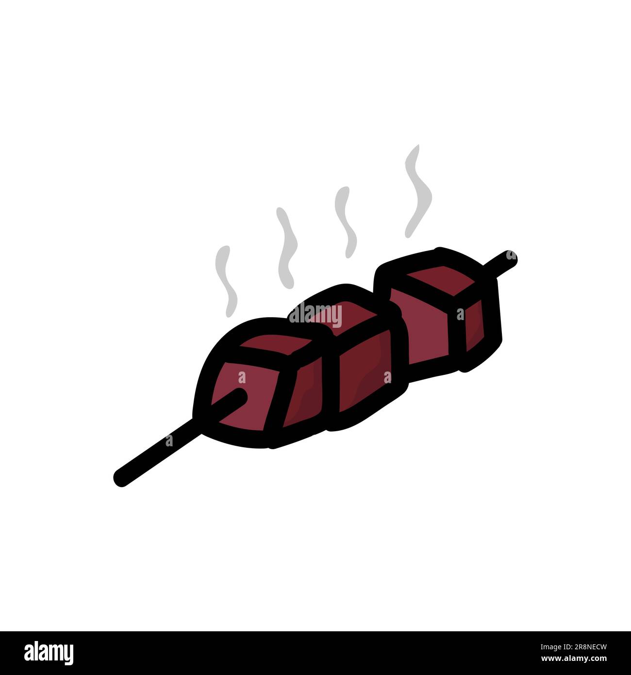 Hand drawn doodle colored kebab. Symbol of warm place and rest. Brown ...