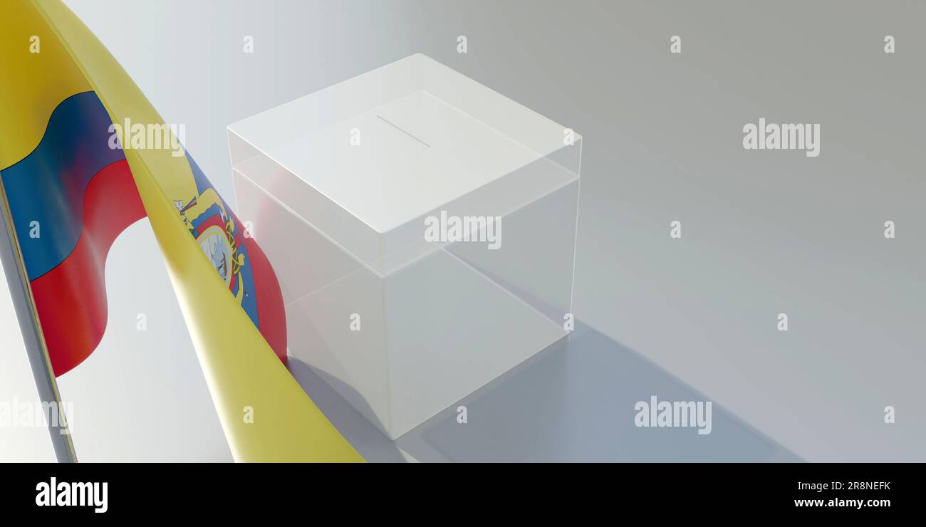 Ecuador elections, Voting box and national flag. 3d render Stock Photo ...
