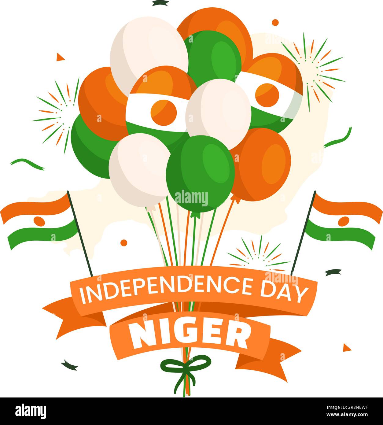 Happy Niger Republic Day Vector Illustration with Waving Flag and ...