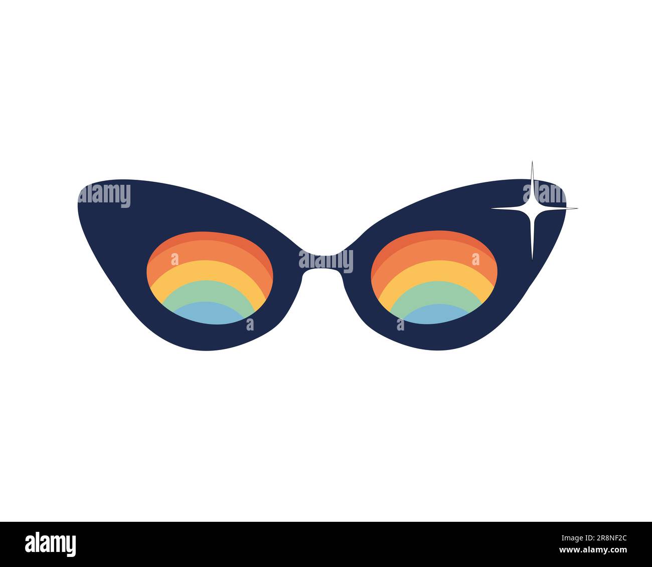 Groovy Sunglasses In The Form Of Cat S Eyes With Y2k Bling Glasses With Rainbow Pattern With
