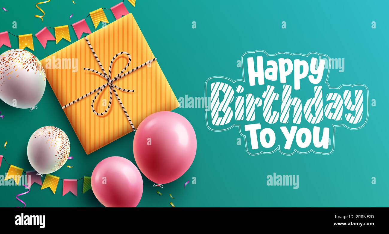 Happy birthday text vector design. Birthday greeting card with gift box ...