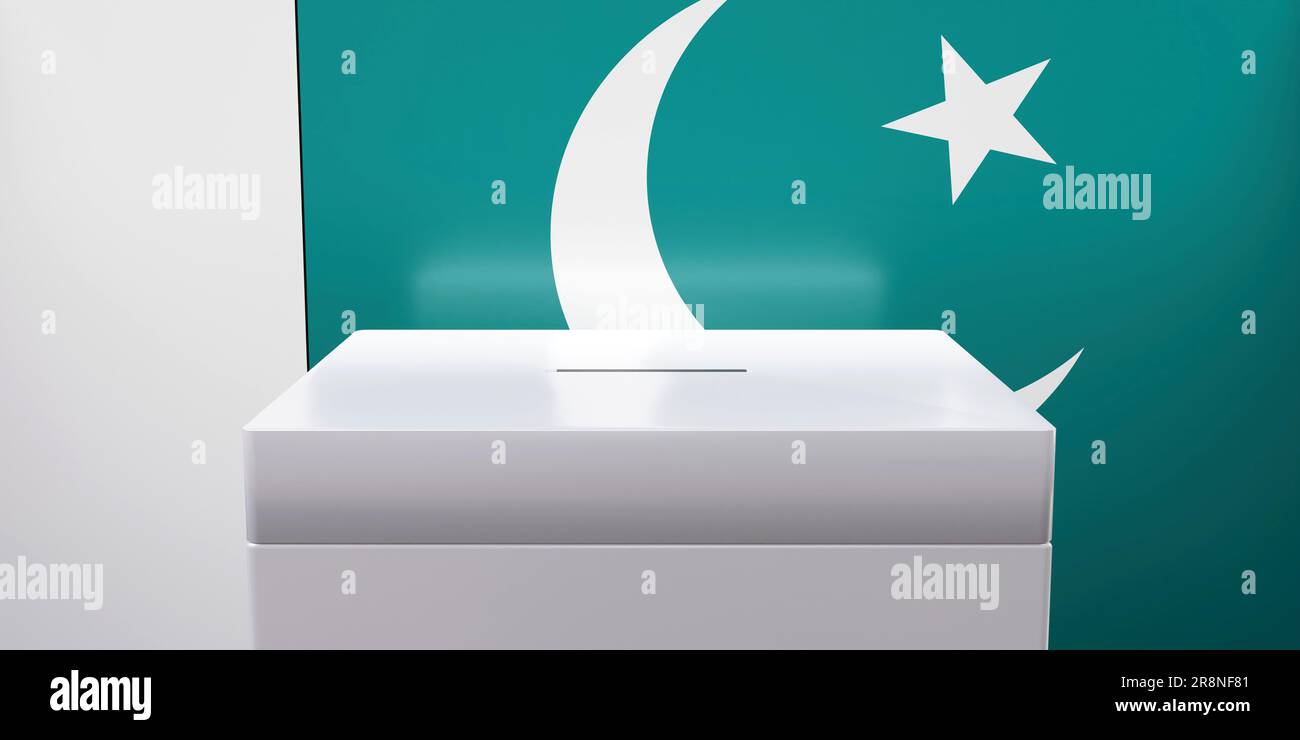 Pakistan elections, Voting box and national flag. 3d render Stock Photo ...
