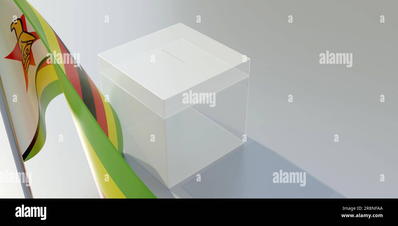 Zimbabwe elections, Voting box and national flag. 3d render Stock Photo ...
