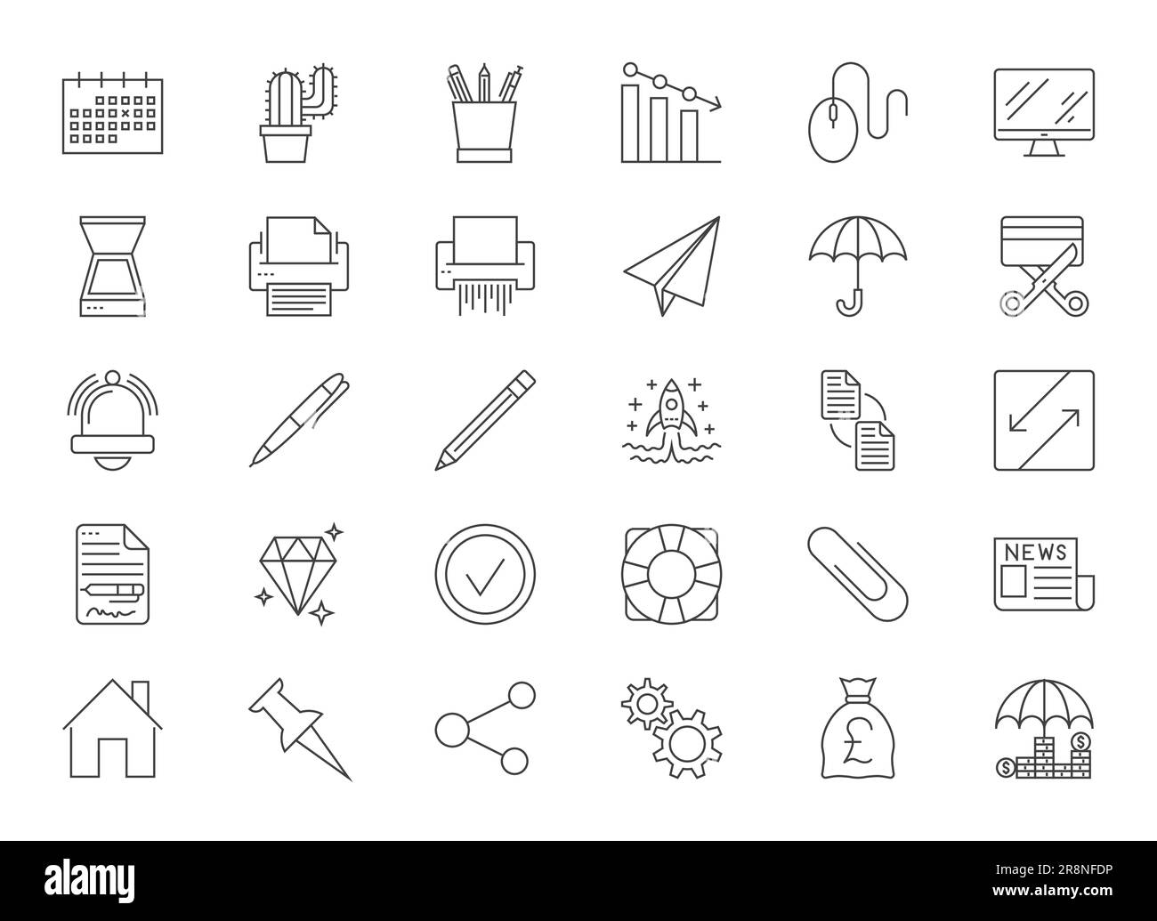 Set vector business line icons in flat design with elements for mobile ...