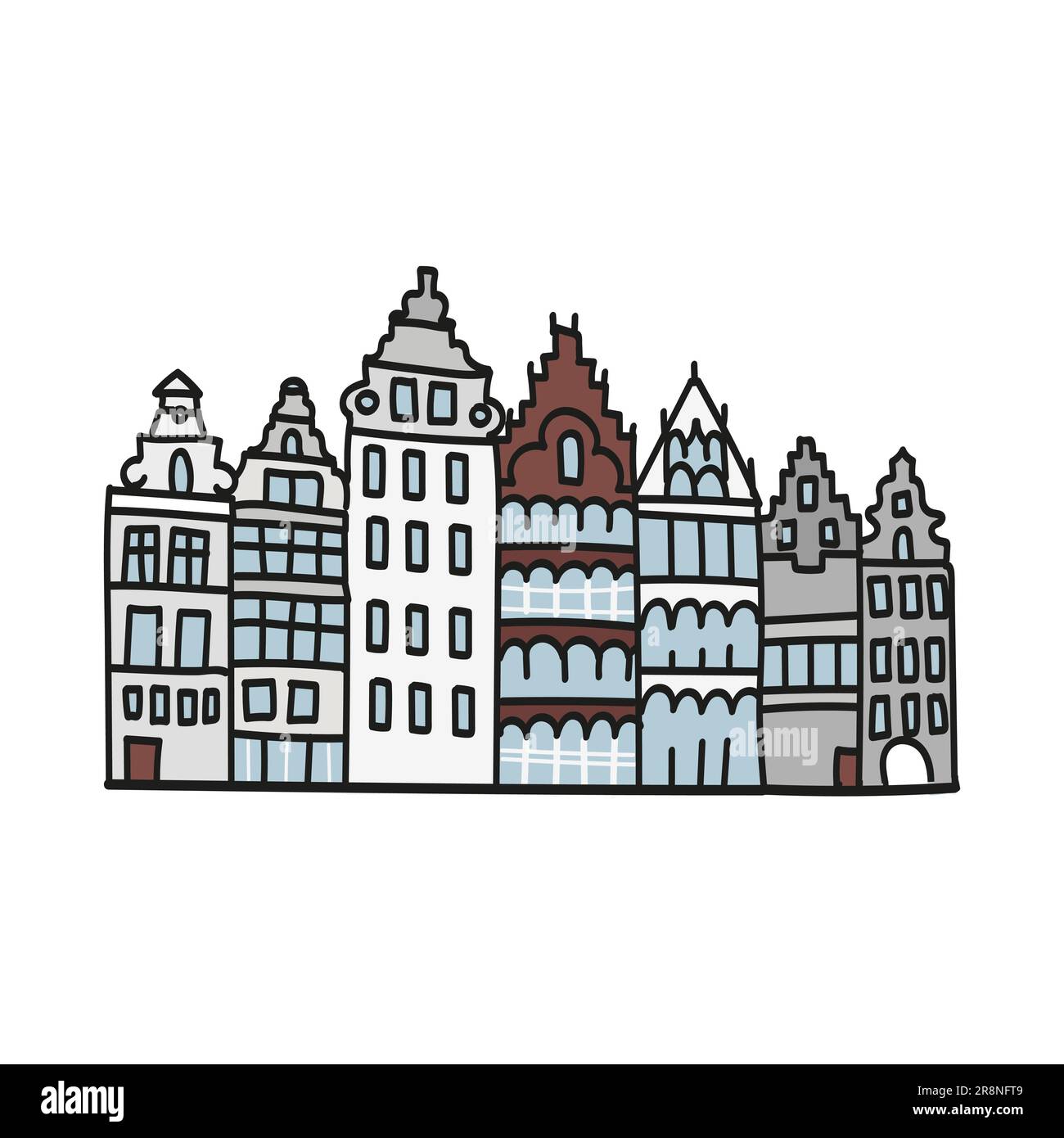 Colored linear Vector icon of tourist european landmark building and ...