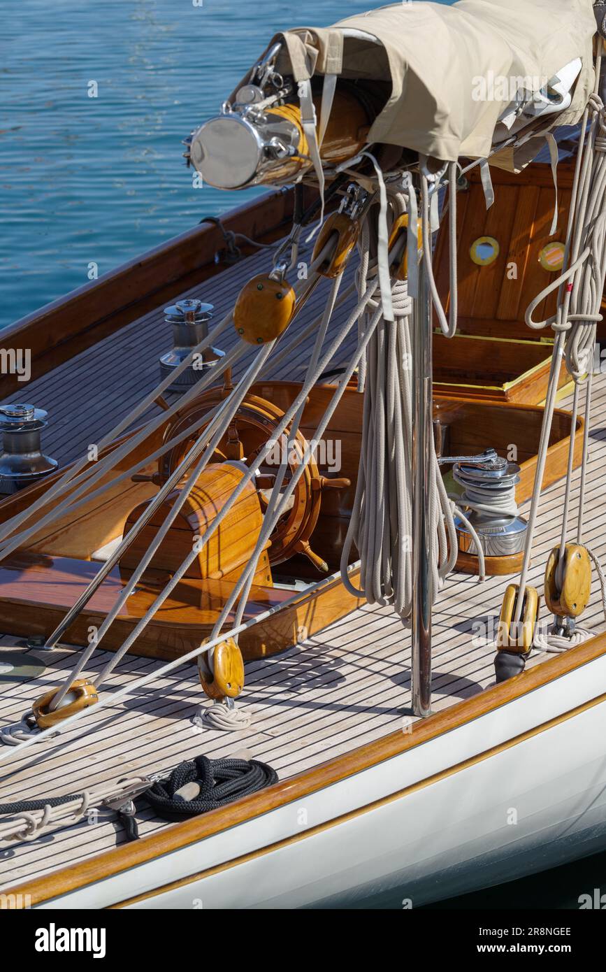 Details of a sailboat in old style Stock Photo - Alamy