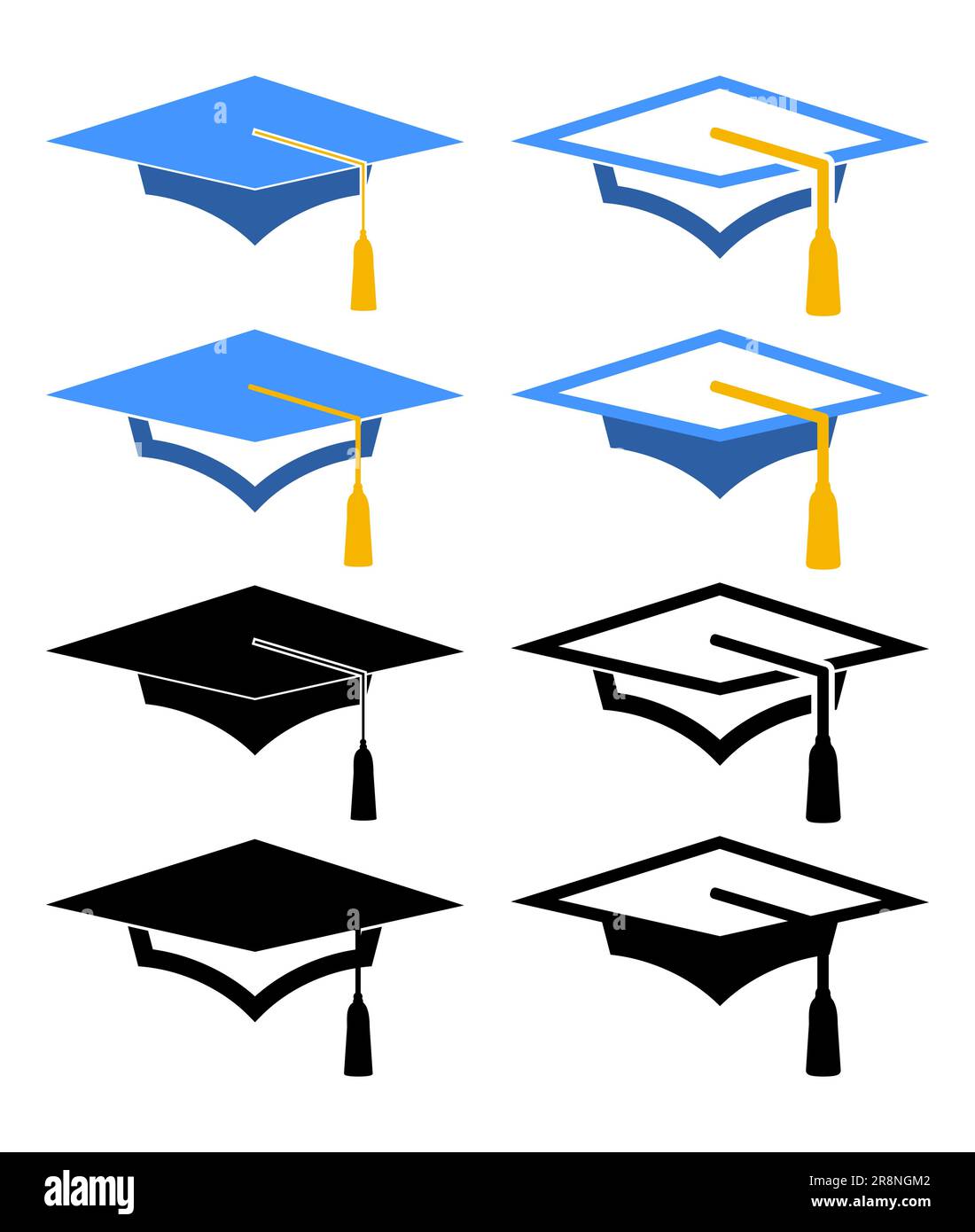 Set of Graduation cap, mortar board icons. Vector illustration of ...