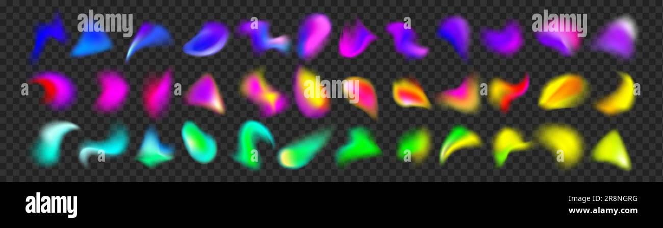 Set of multicolored gradient brush strokes isolated on transparent ...