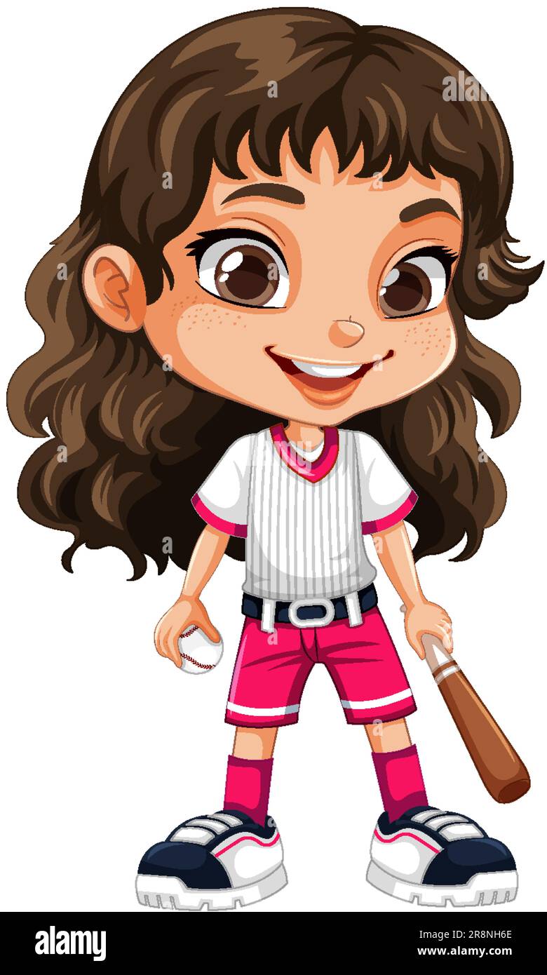 Cute Girl in Baseball Outfit Vector illustration Stock Vector Image ...