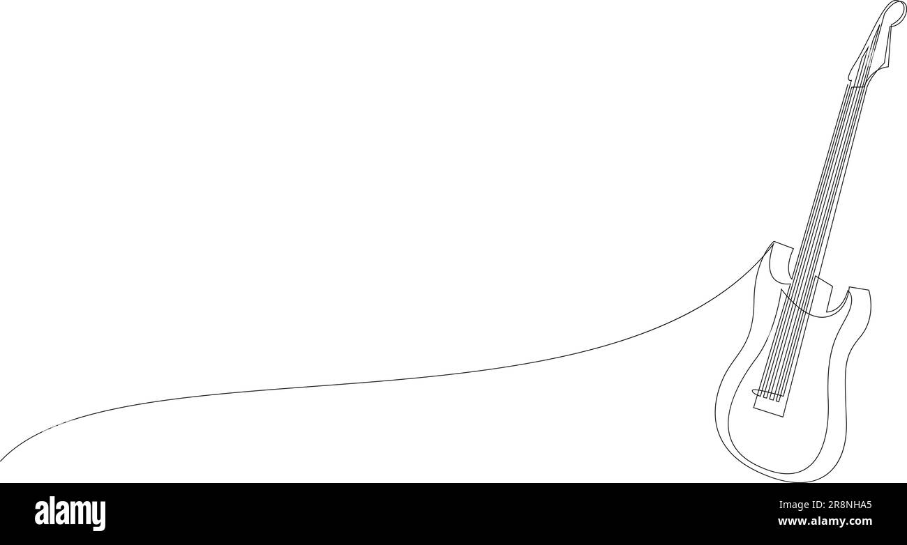 Continuous line drawing of electric guitar. Musical concept drawn by ...