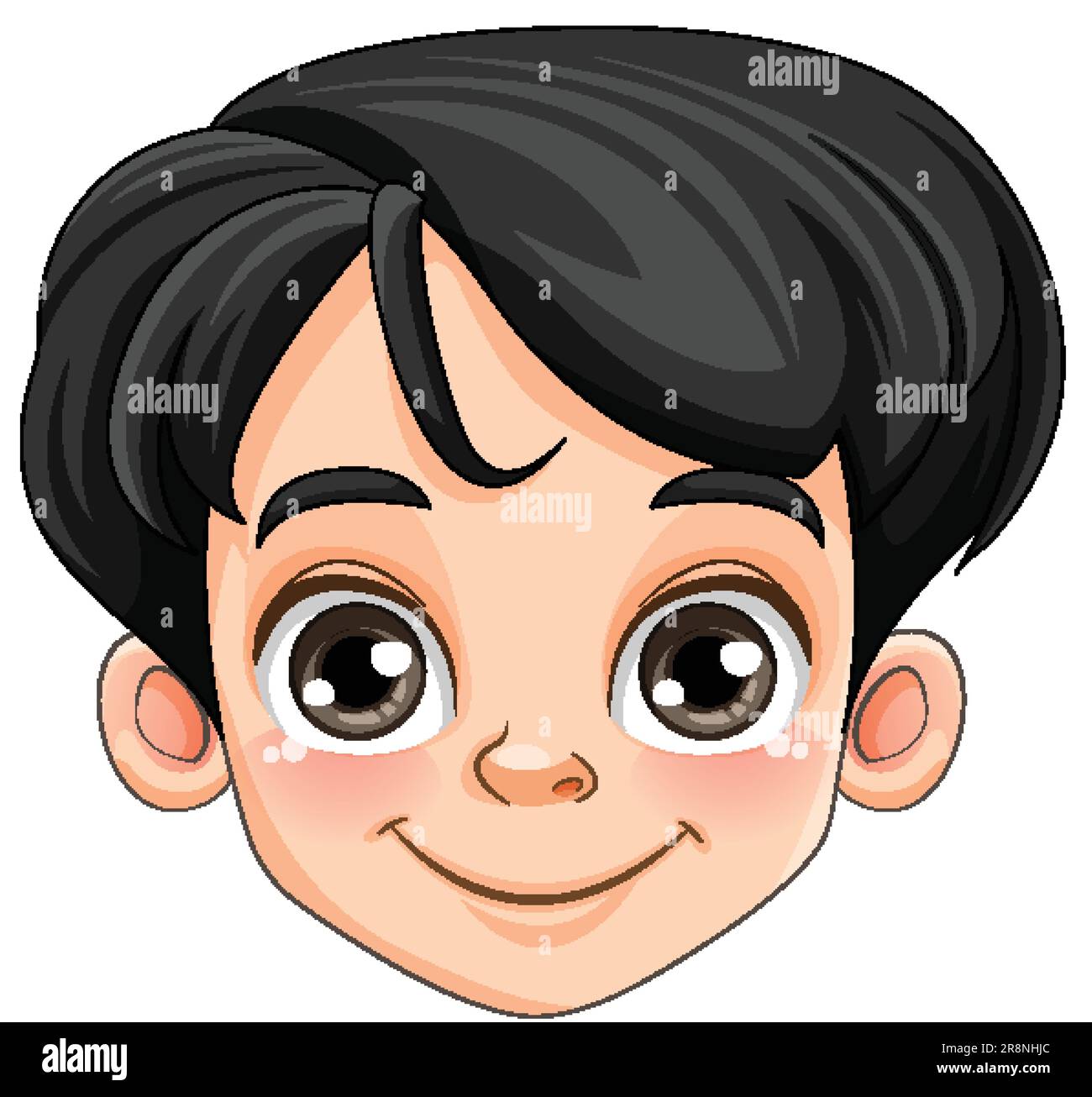 Cute boy head cartoon character illustration Stock Vector Image & Art ...