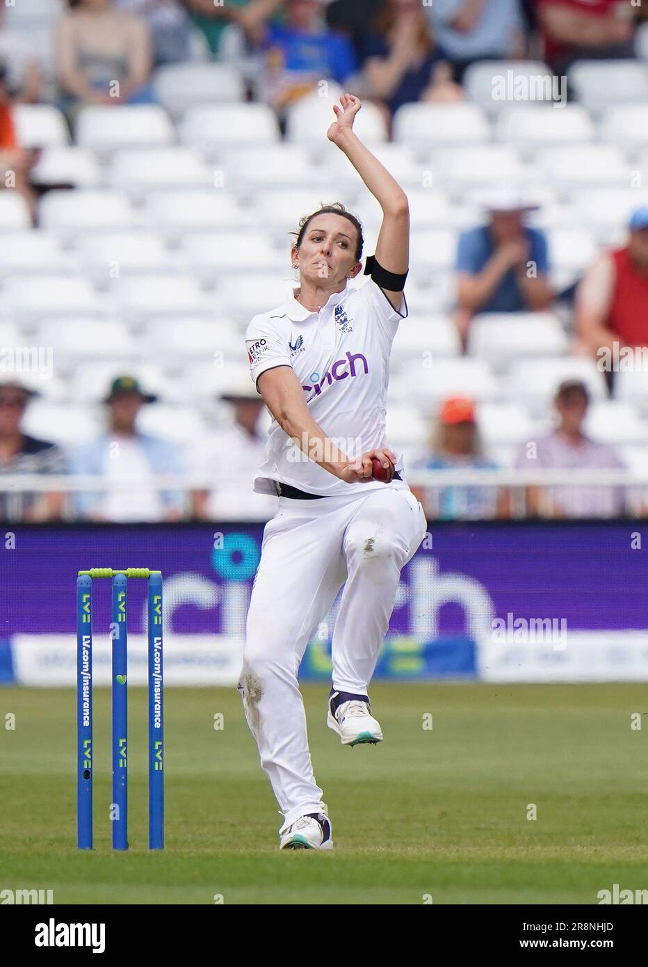 England's Kate Cross bowling during day one of the first Women's Ashes ...