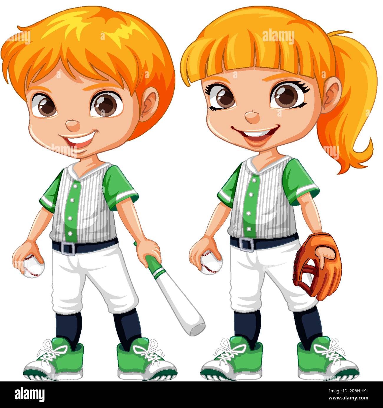 Orange hair colour baseball player illustration Stock Vector Image ...