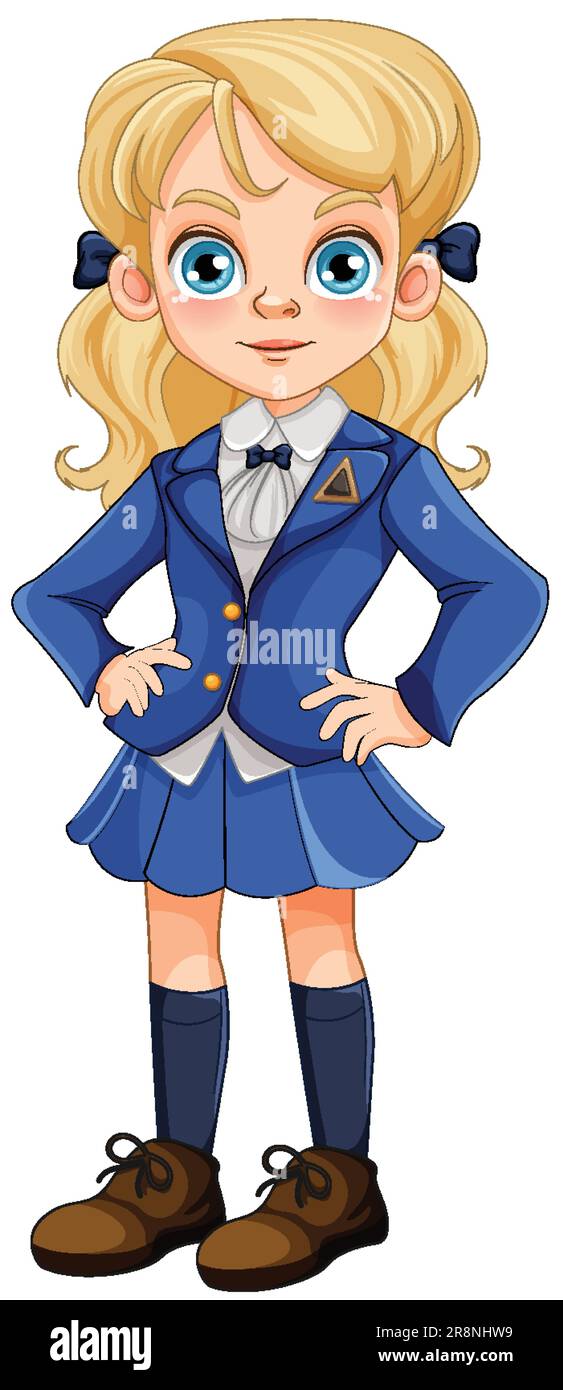 Girl in Student Uniform Cartoon illustration Stock Vector Image & Art ...