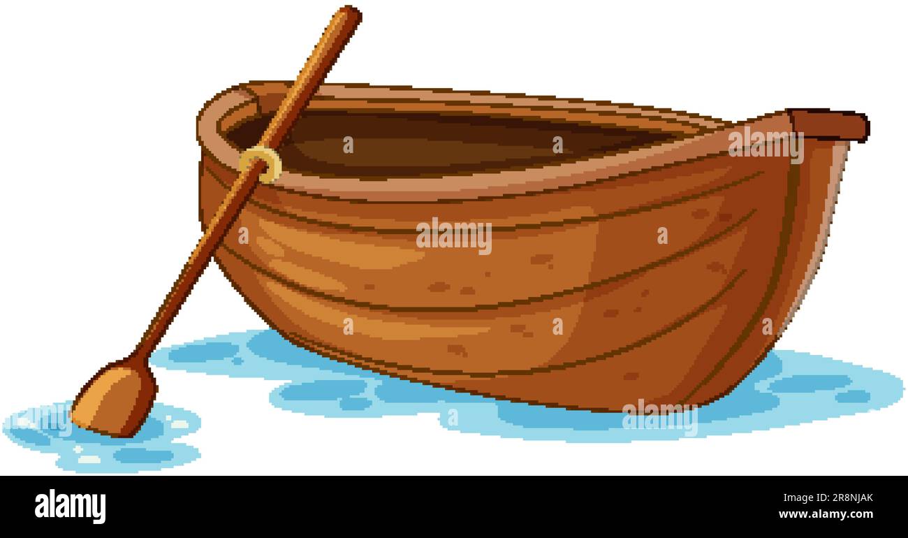 Isolated wooden paddle boat on water illustration Stock Vector Image ...