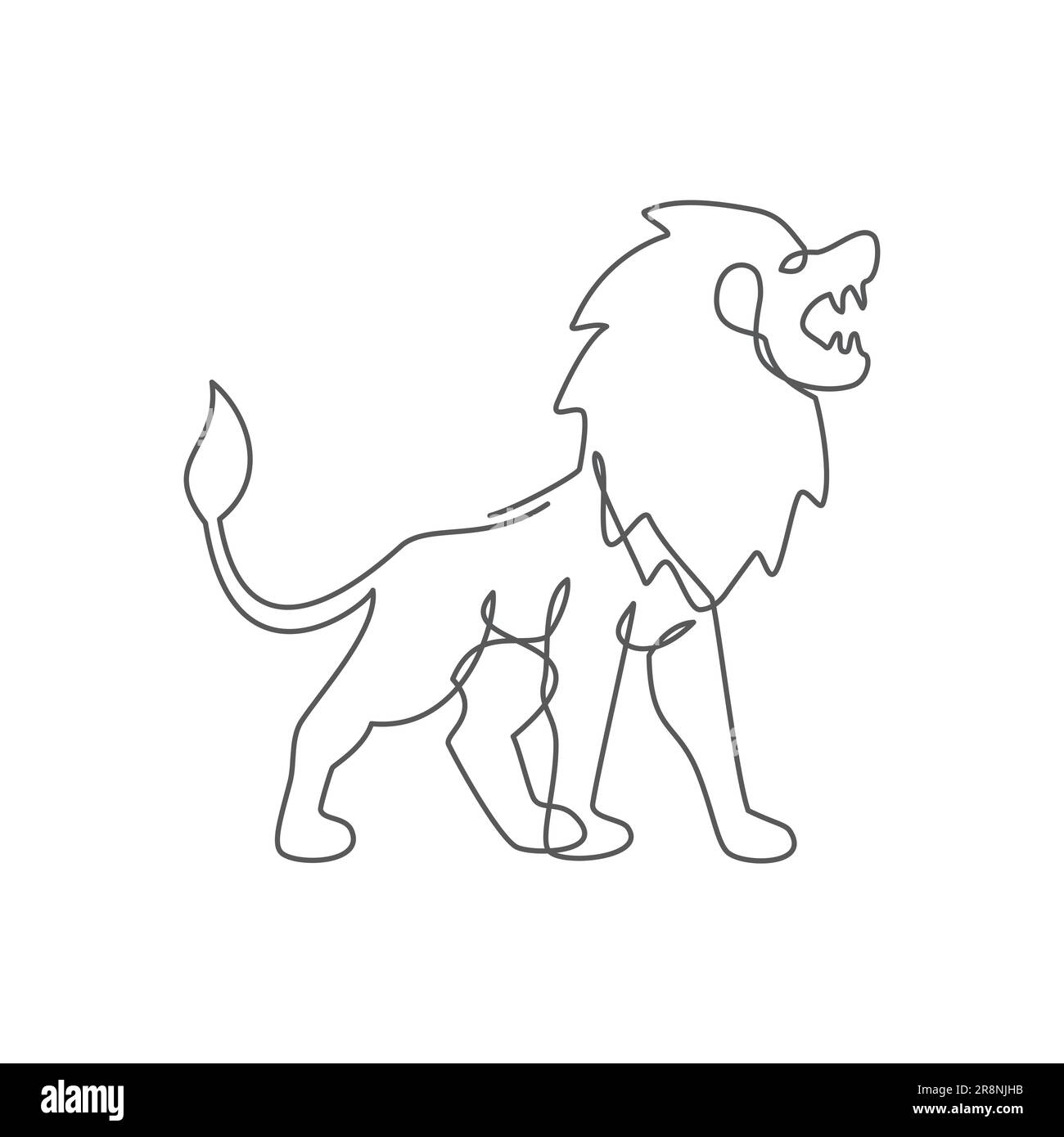 Lion One line drawing on white background Stock Vector Image & Art - Alamy