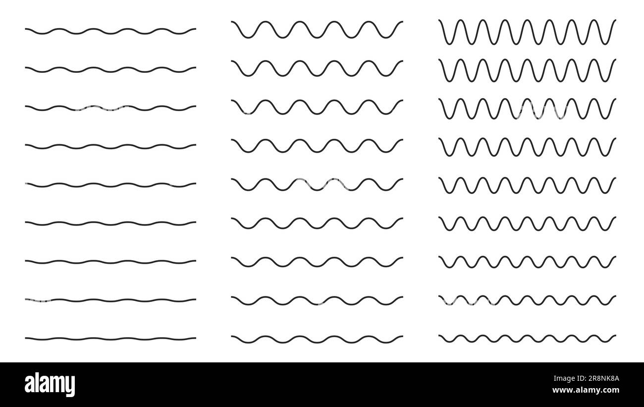 Line horizontal water wave. Wavy sinusoidal outline horizontal divider ...