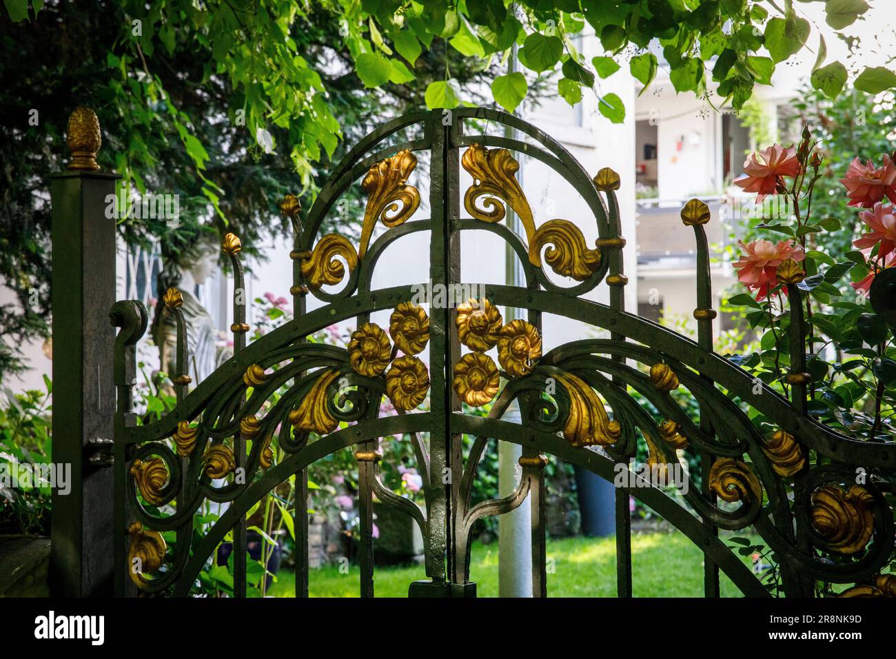 Art Nouveau garden gate on the Promenade, Muenster, North Rhine ...
