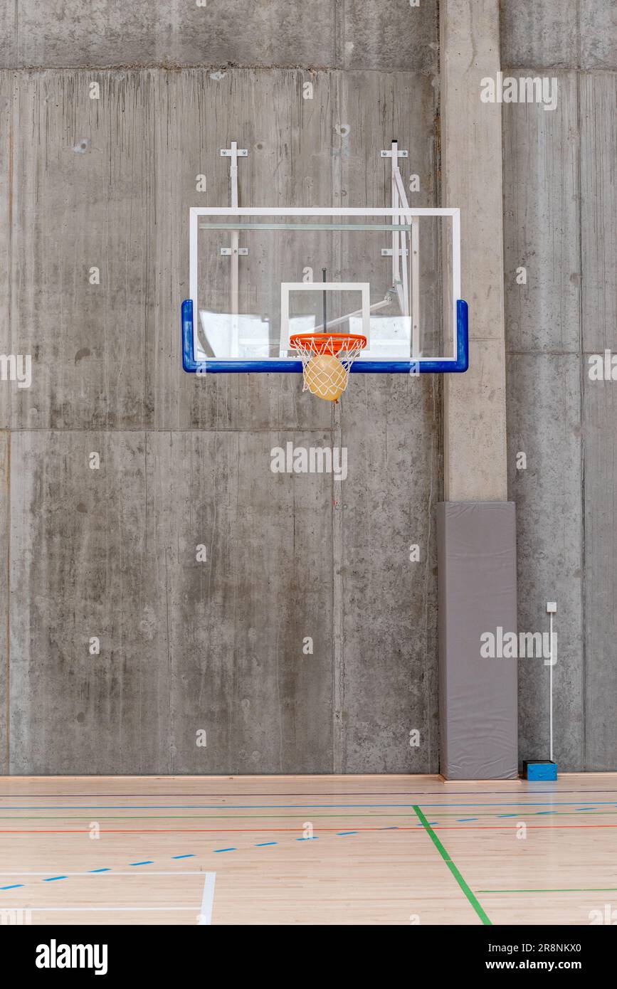 backboard for basketball in the sports hall Stock Photo - Alamy