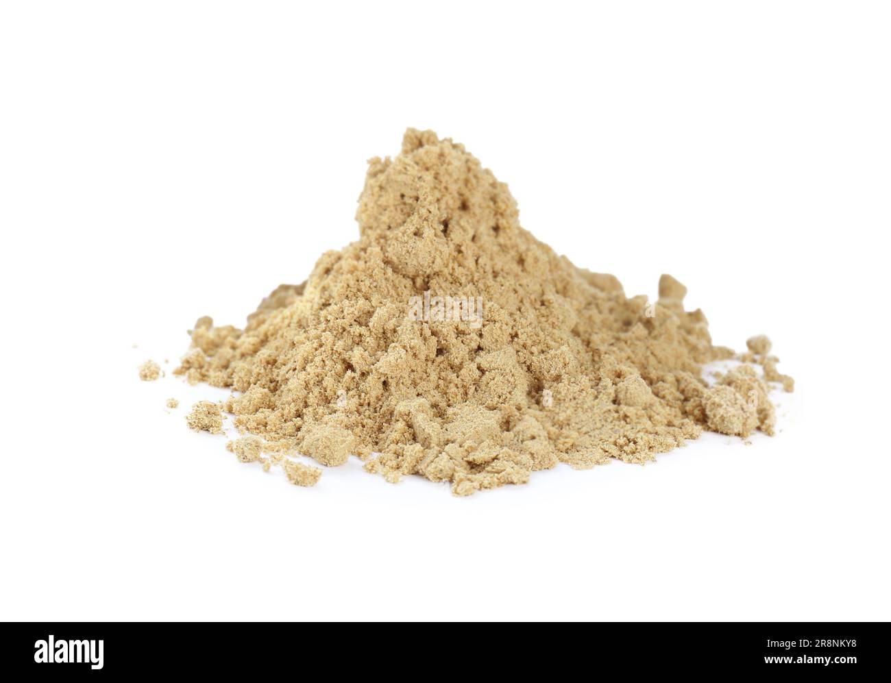 Heap of aromatic mustard powder on white background Stock Photo - Alamy