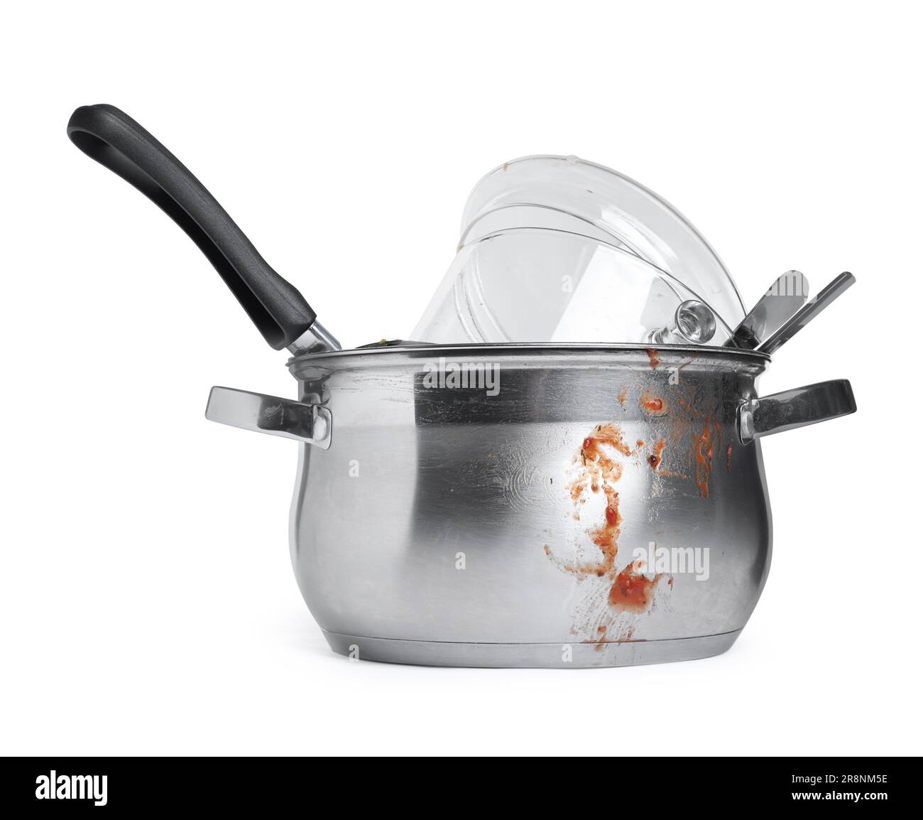 Stack of dirty dishes on white background Stock Photo - Alamy