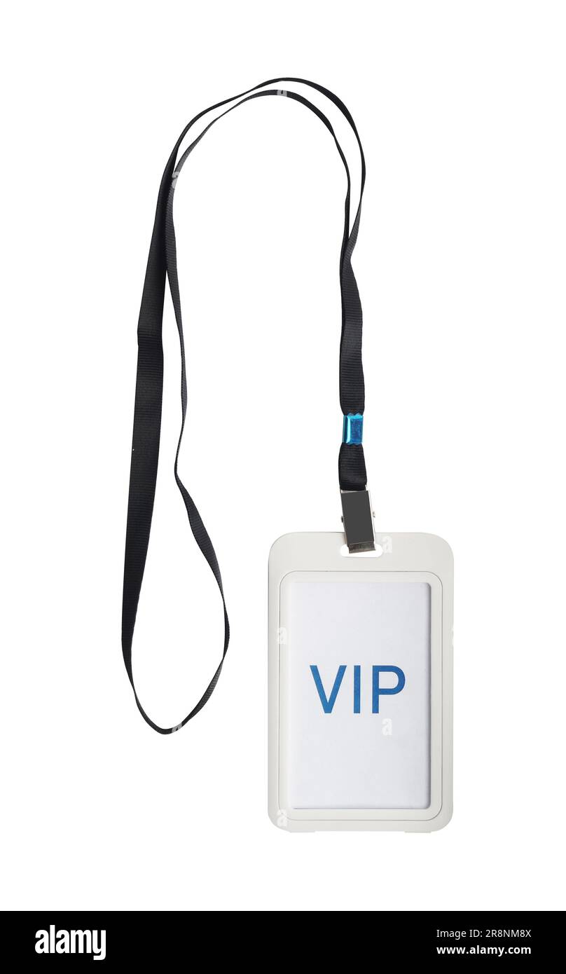 Vip badge isolated on white, top view Stock Photo - Alamy
