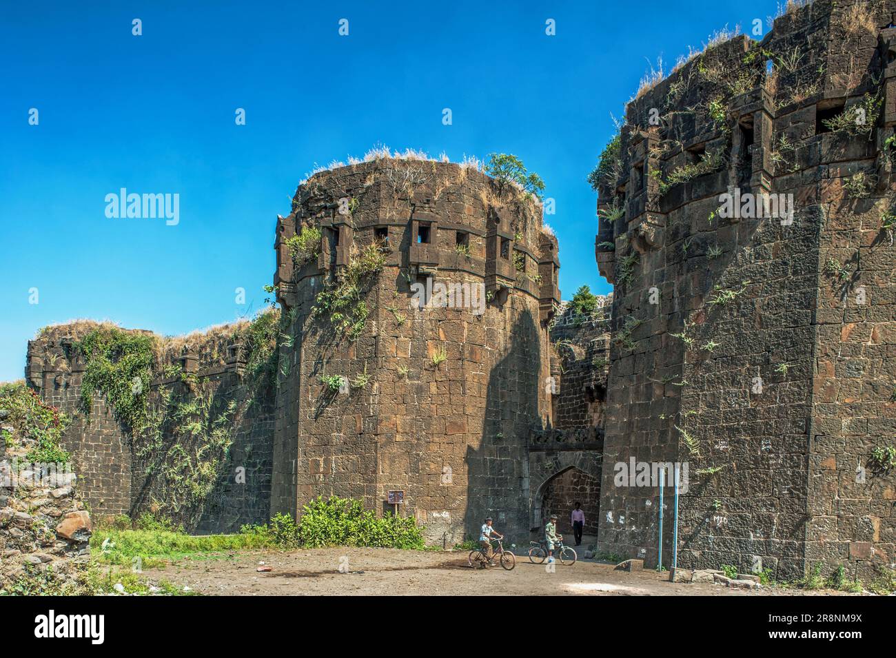 11 21 2013 Main entrance of the Naldurg Fort on knoll of basalt rock ...