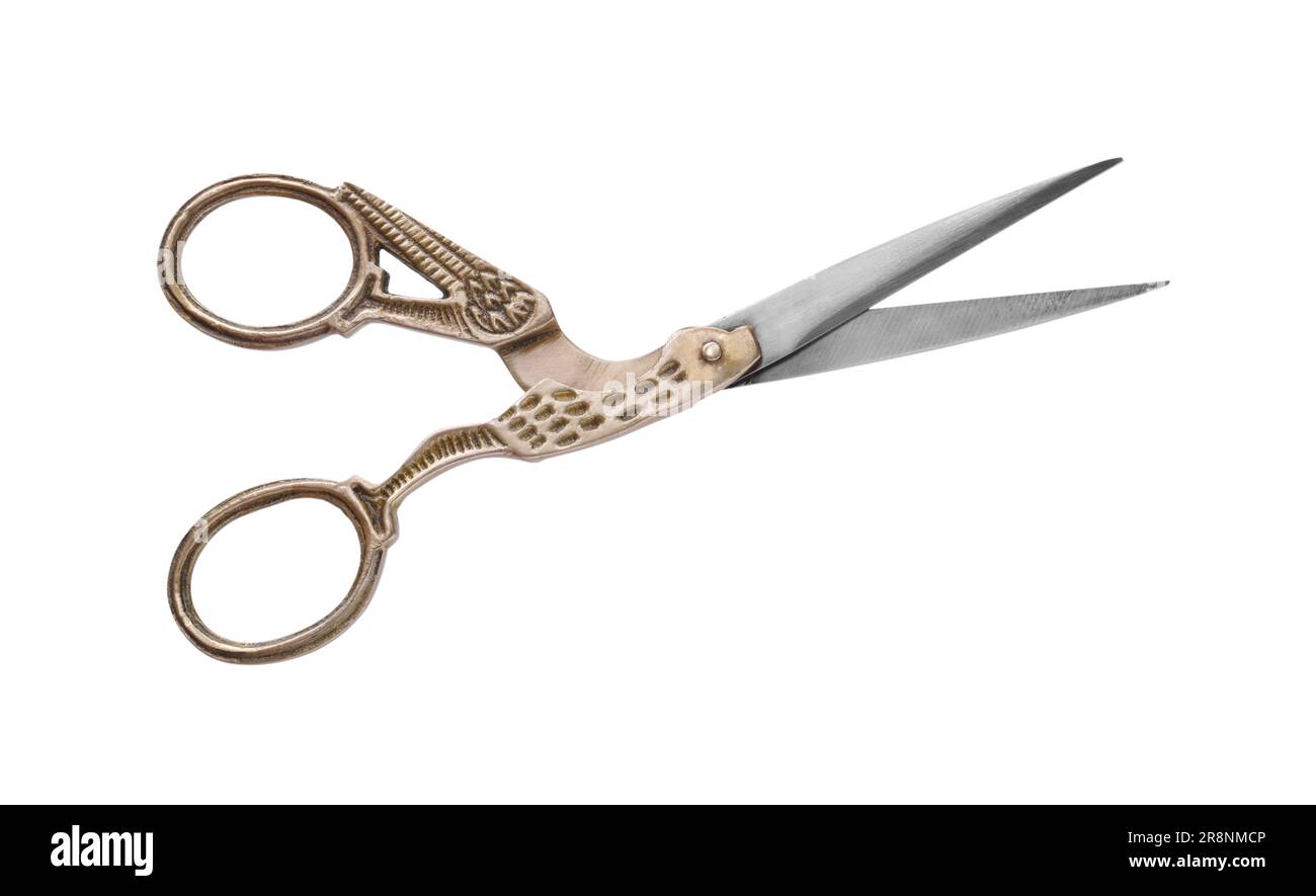 Vintage metal golden scissors hi-res stock photography and images - Alamy