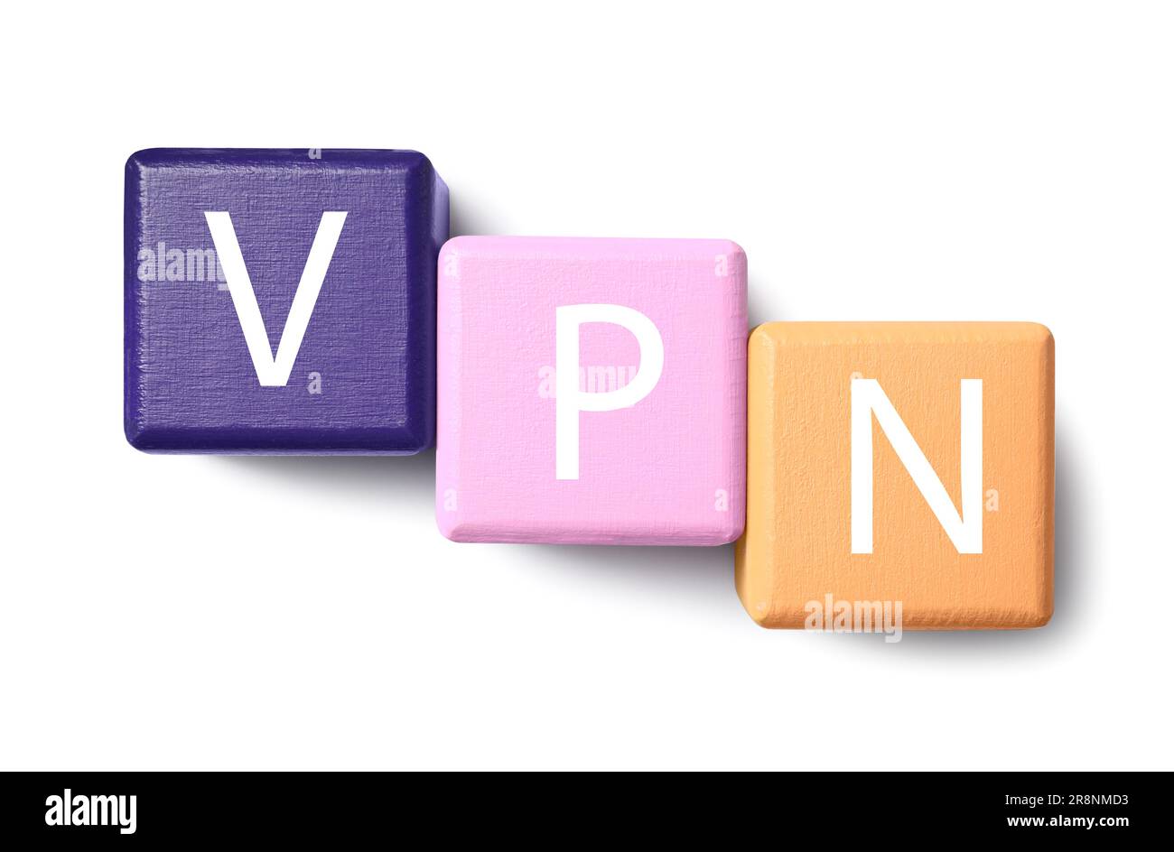 Colorful cubes with acronym VPN on white background, top view Stock ...