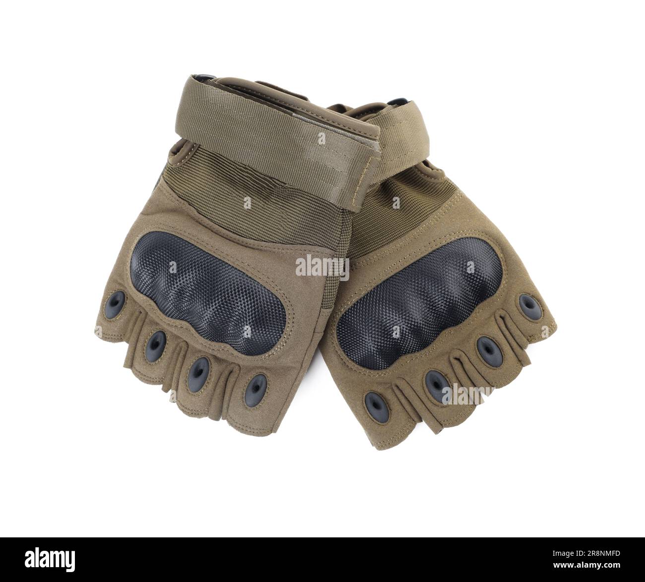Tactical gloves on white background, top view. Military training ...