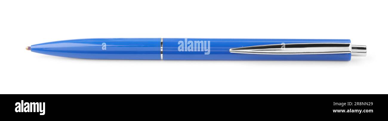 New stylish blue pen isolated on white Stock Photo - Alamy