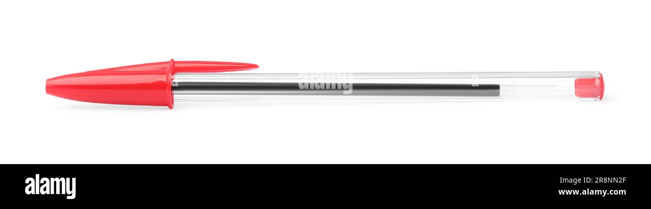 New red plastic pen isolated on white Stock Photo - Alamy