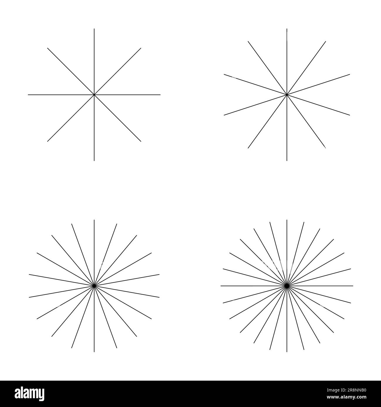 Set of converging radiating lines burst icon, geometric sunburst ...