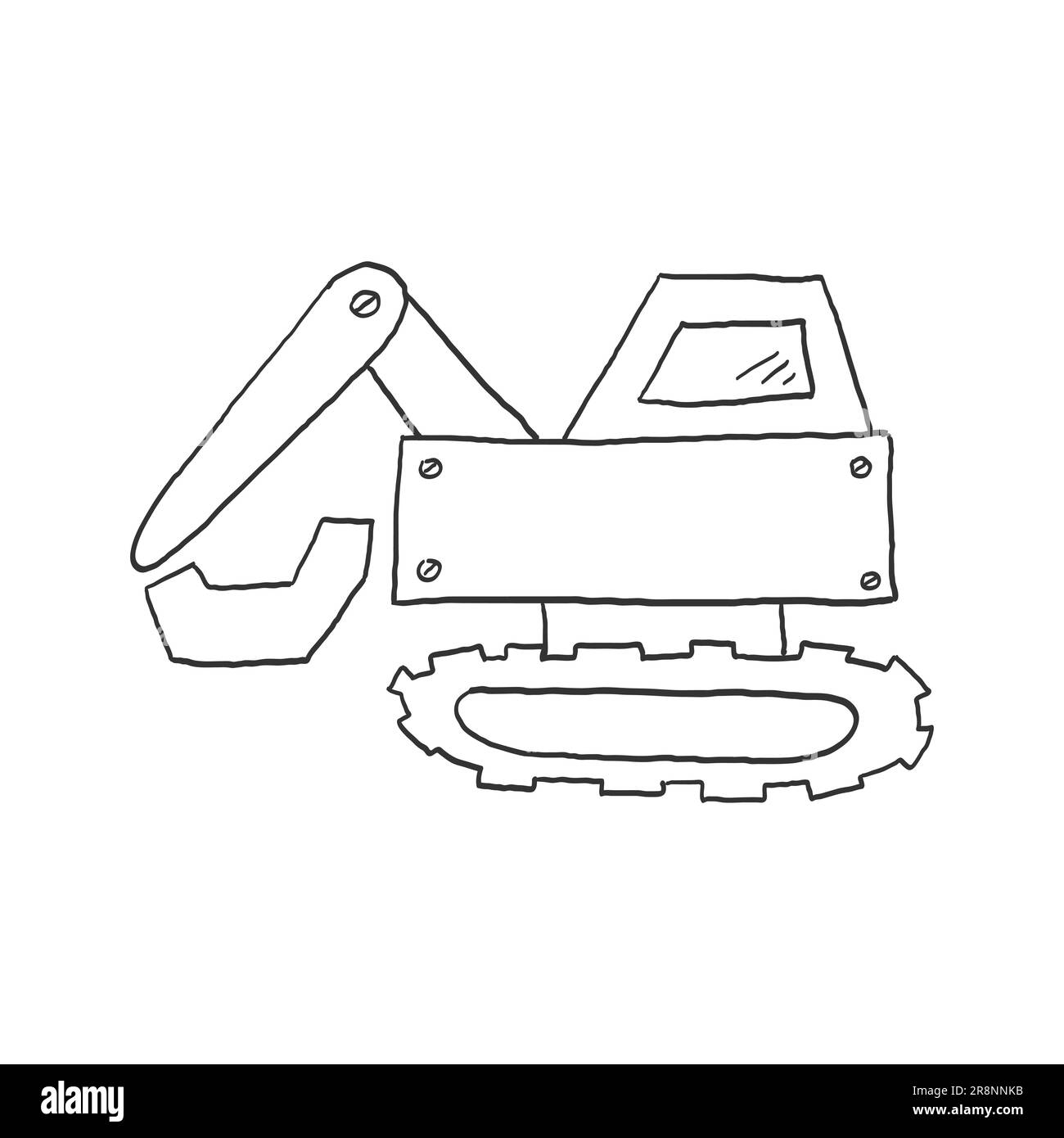 Excavator hand drawn icon, outline vector sign, doodle style pictogram ...