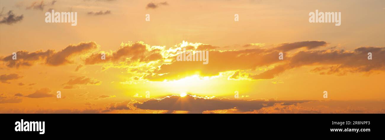 Sun shining through clouds on beautiful sky, banner design Stock Photo ...