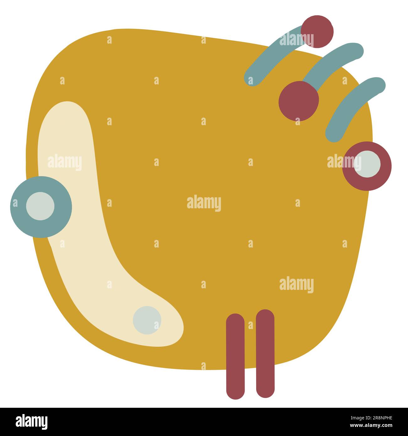 Hand drawn illustration with abstract mid century modern shapes ...