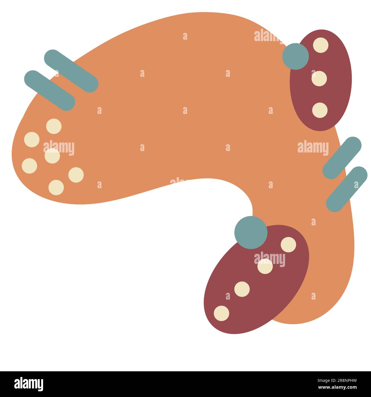 Hand drawn illustration with abstract mid century modern shapes ...