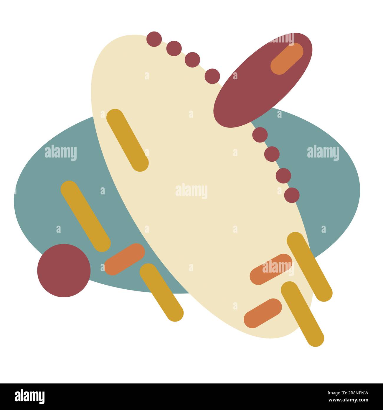 Hand drawn illustration with abstract mid century modern shapes ...