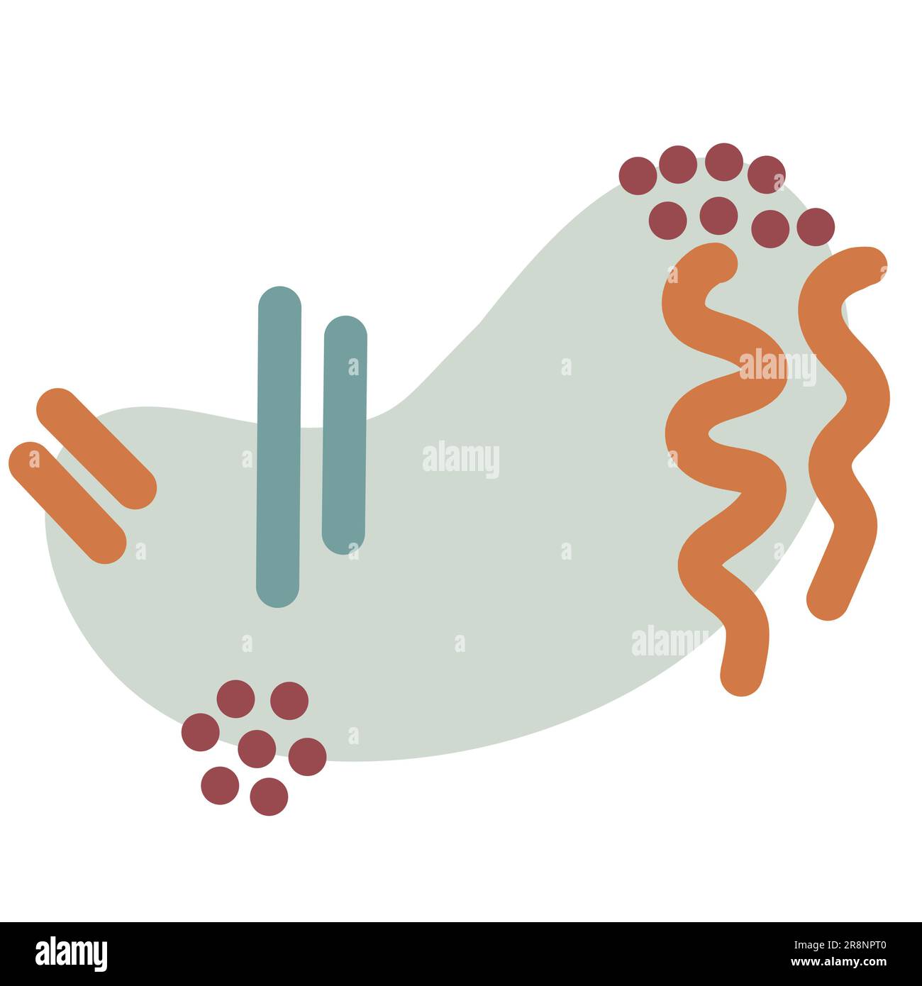 Hand drawn illustration with abstract mid century modern shapes ...