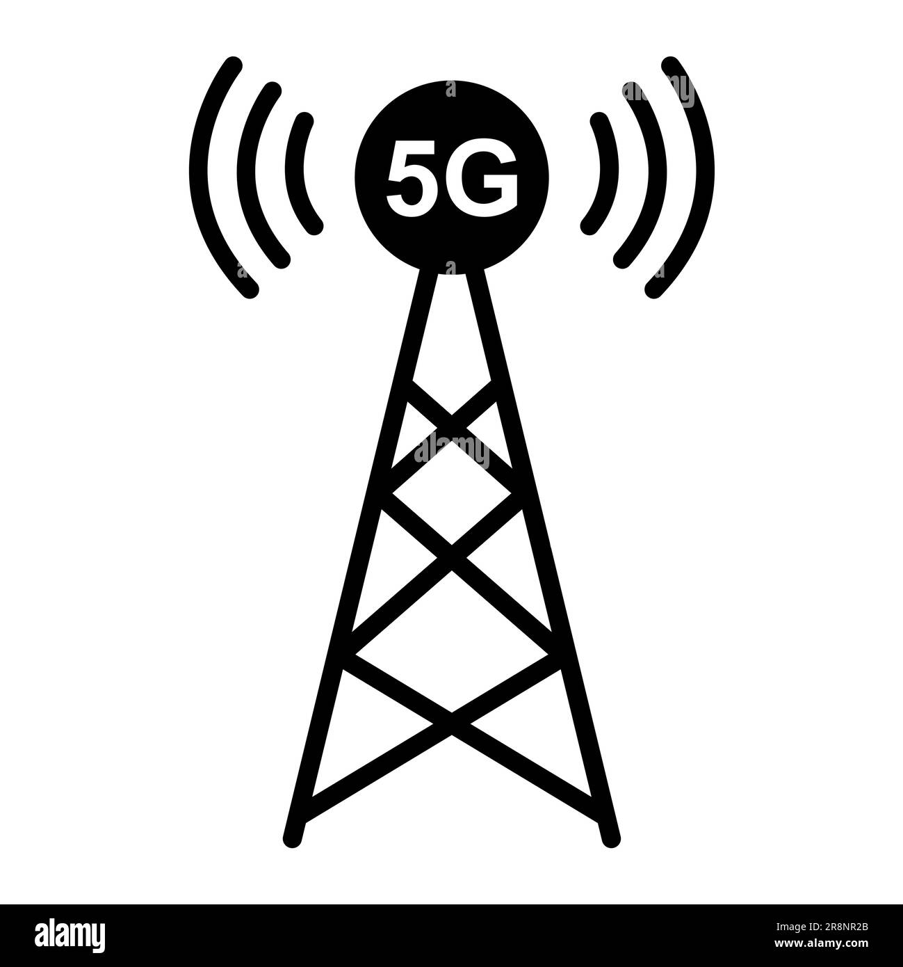 Signal tower icon, wireless technology network sign, antenna wave radio ...