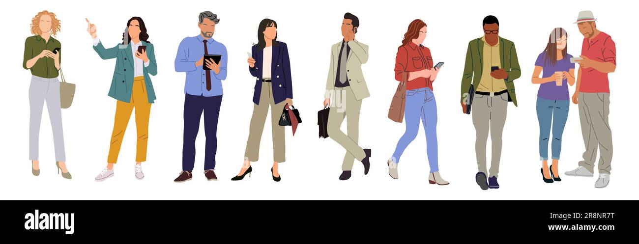 Set Of Different People Using Gadgets Vector Stock Vector Image And Art