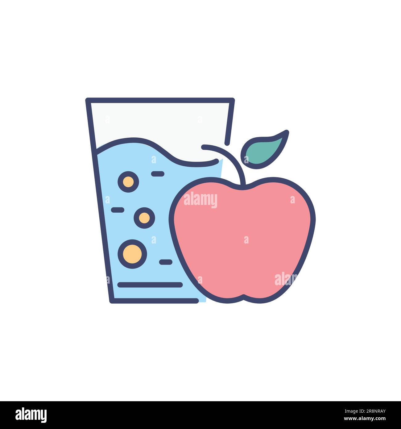Healthy Food related vector line icon. Glass, water, apple. Isolated on ...
