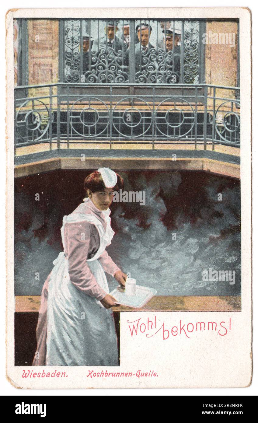 Germany, Wiesbaden - Circa 1910: Vintage postcard. Image of a girl ...