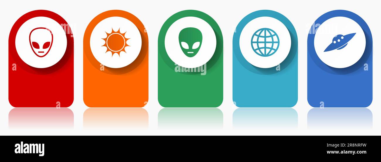 Alien icon set, miscellaneous vector icons such as star, ufo, space ...