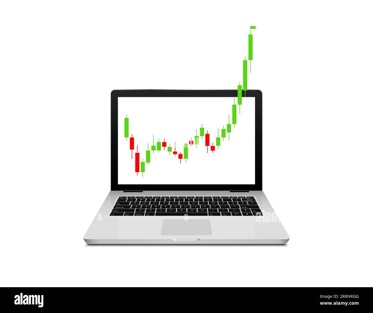 Monitor laptop screen charts arrow graph rise price vector concept ...