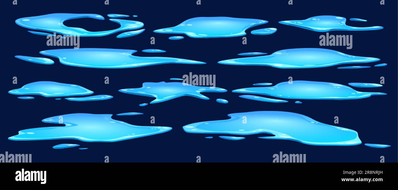 Liquid isometric water puddle on floor cartoon icon. Rain leak and drop ... Liquid isometric water puddle on floor cartoon icon. Rain leak and drop ...