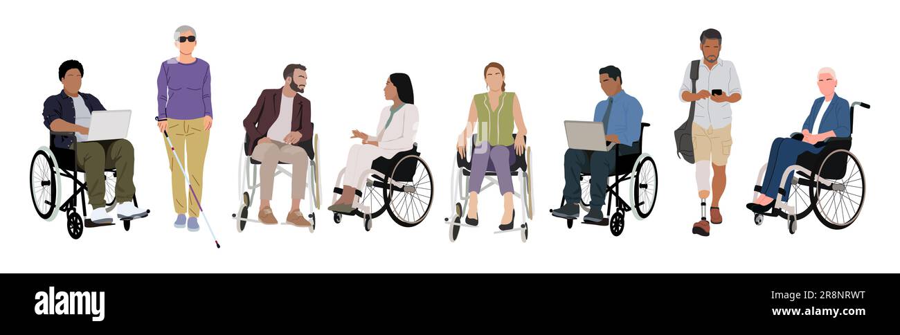 Multiracial disabled people vector set on white Stock Vector Image ...