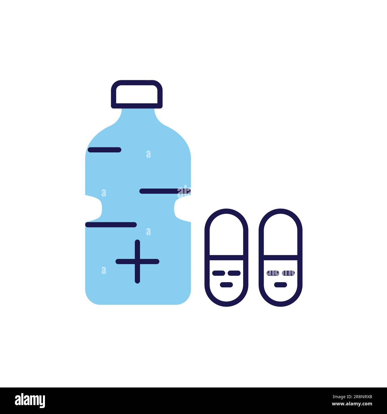 Medical Bottle related vector line icon. Pills, water. Isolated on ...