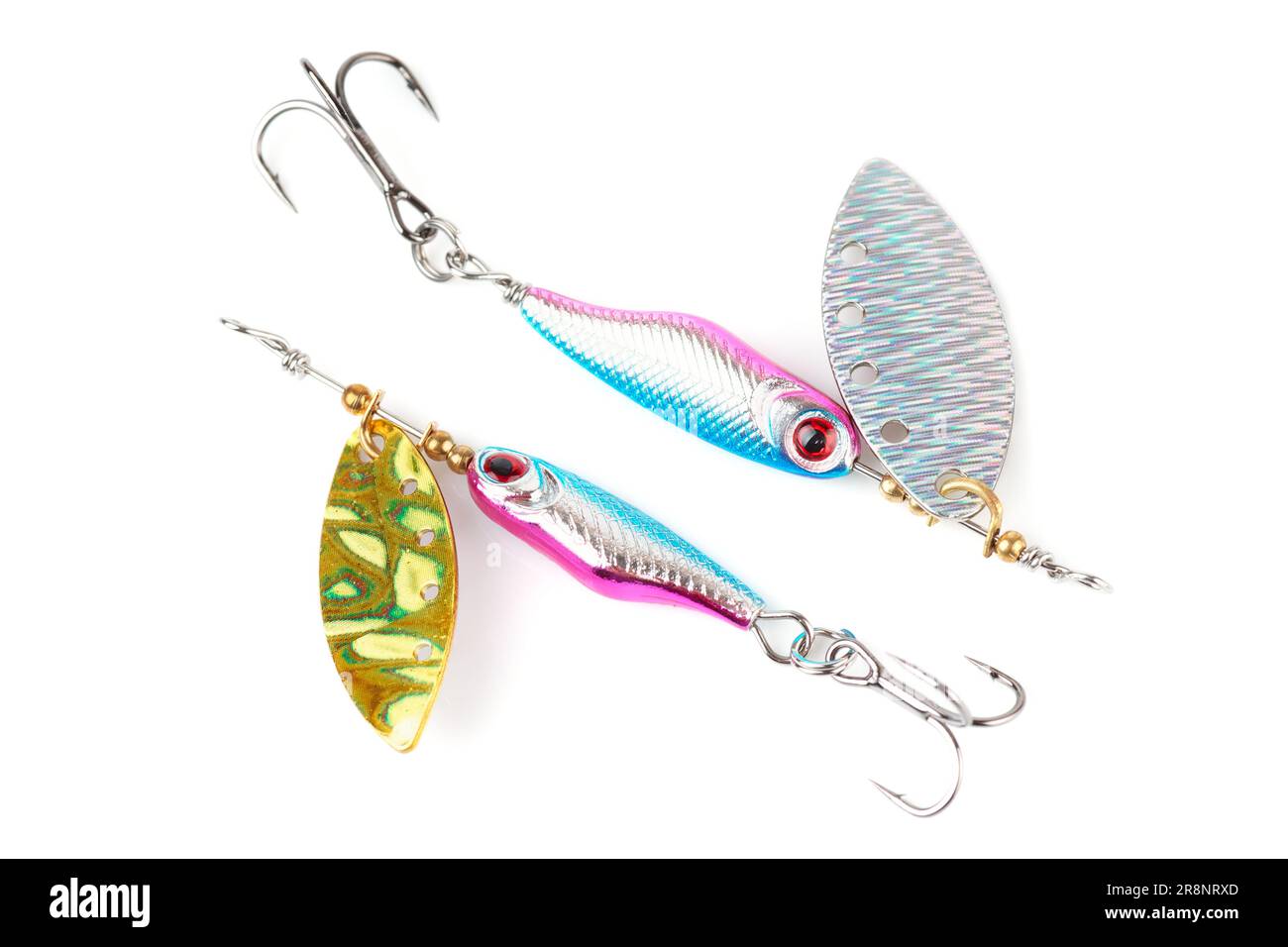 Two spinners, lures for predator fishing, isolated on white background ...